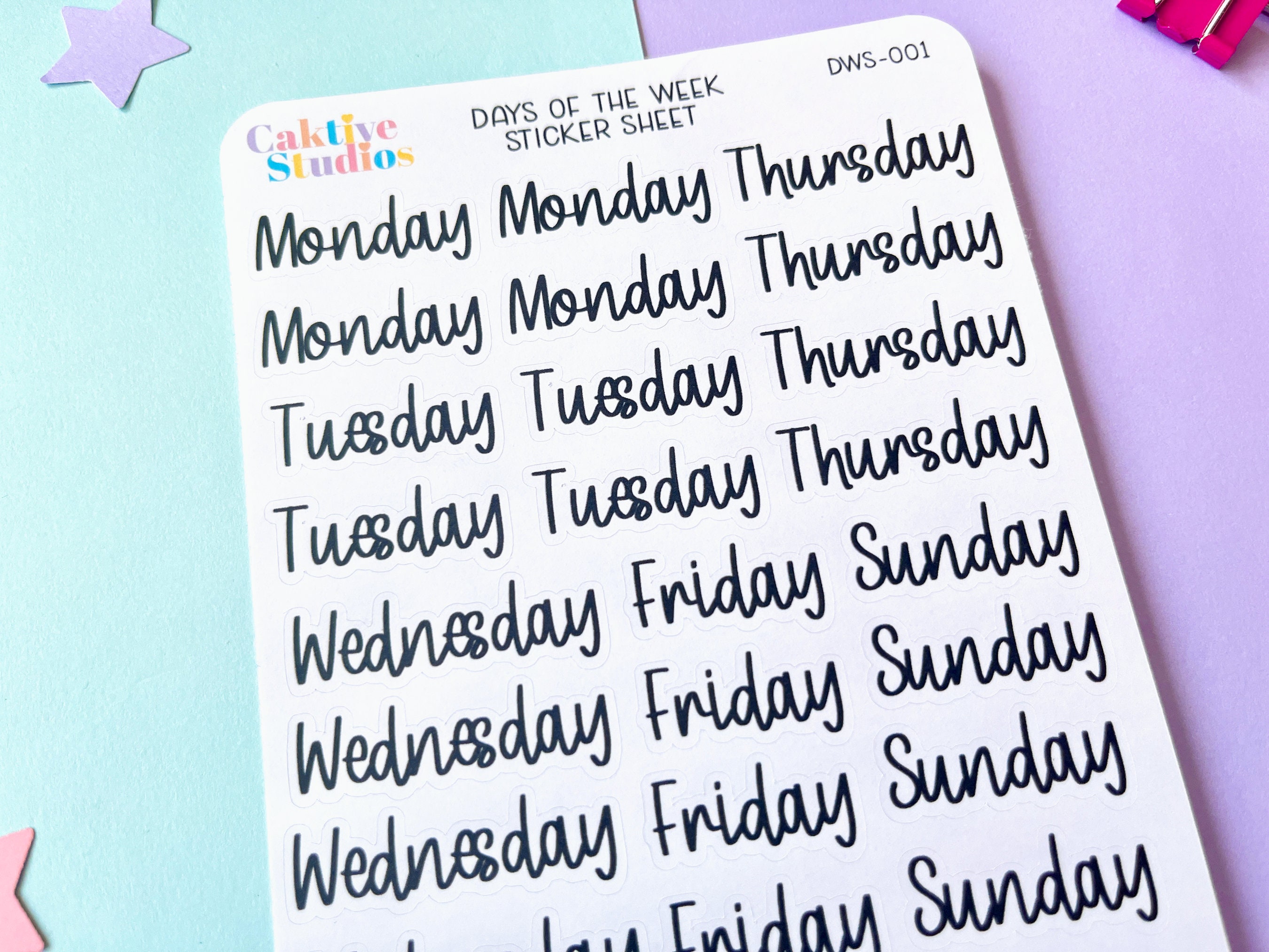 Days of the Week Bullet Journal Stickers Undated Planner - Etsy UK