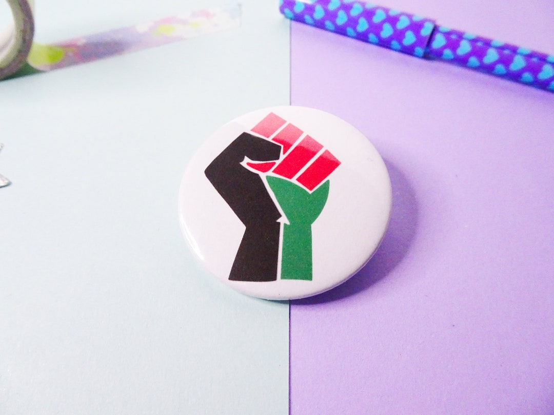 Black Power Fist Pin Button Badge - Unity - Black Power Gift - Black ...