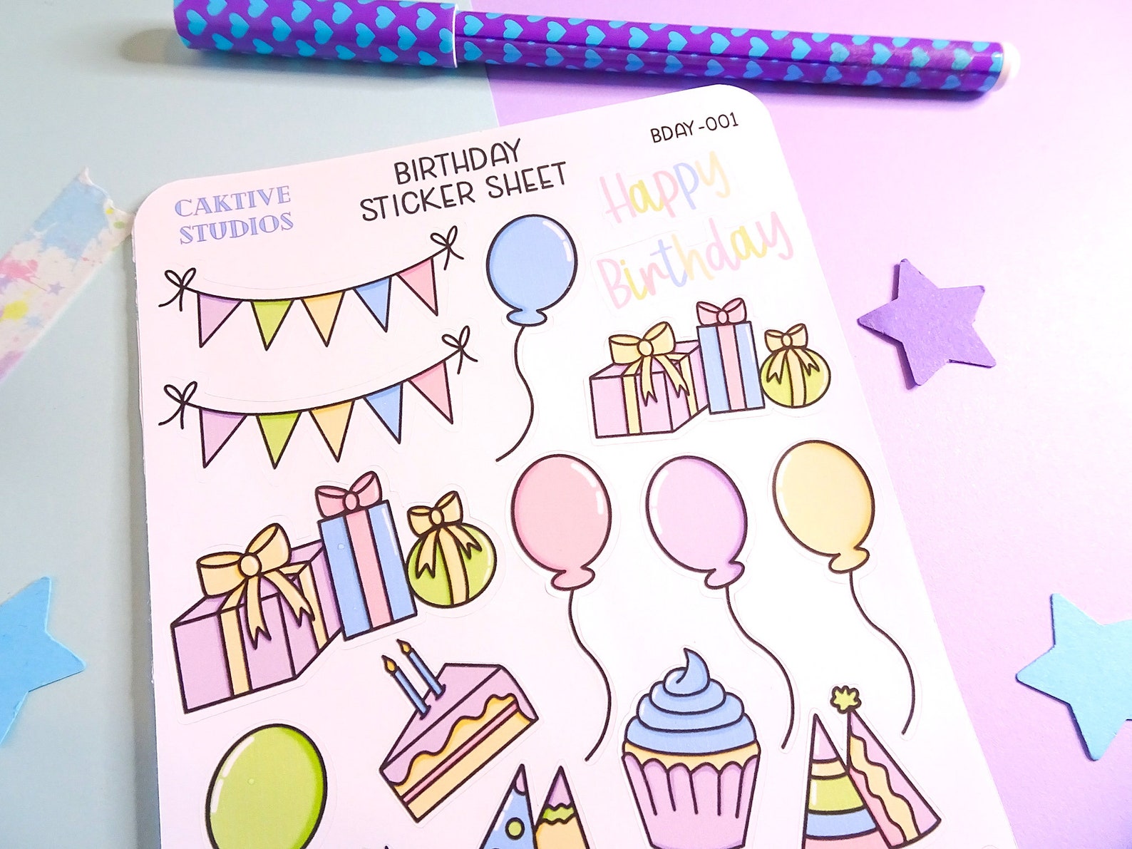 Happy Birthday Sticker Sheet Bullet Journal Stickers Scrapbook Stickers ...