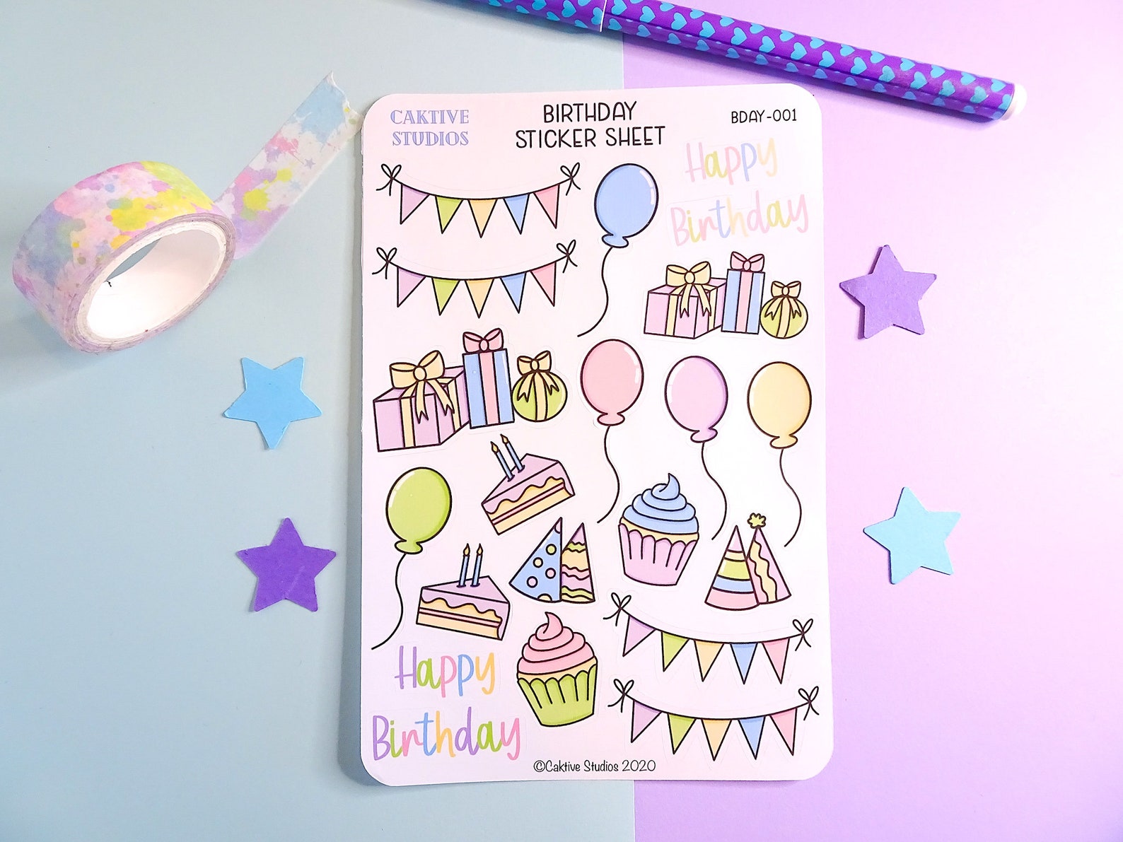 Happy Birthday Sticker Sheet Bullet Journal Stickers - Etsy