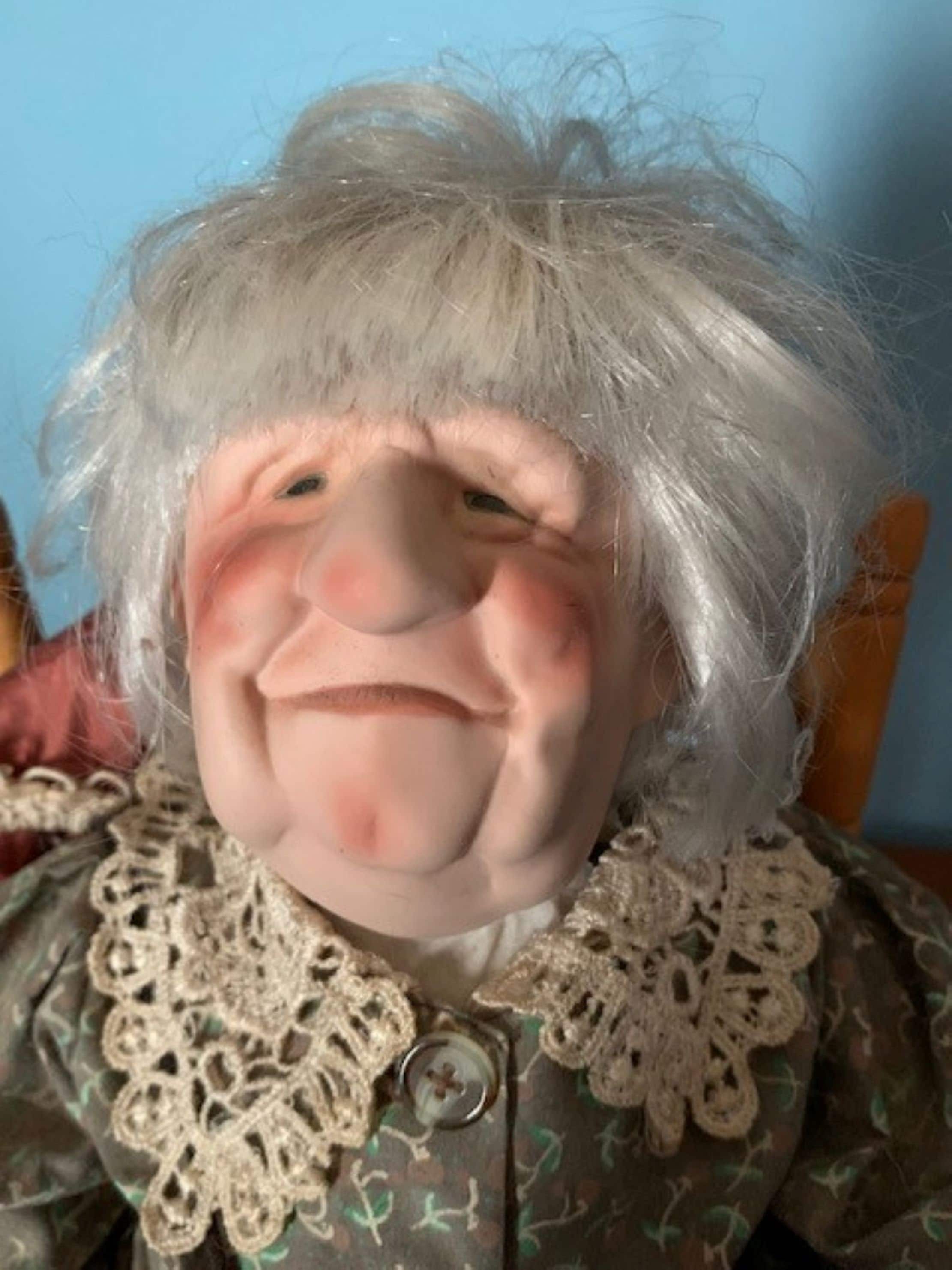 Duck House Heriloom Porcelain Doll Rocking Chair Knitting Grandma Dolls ...