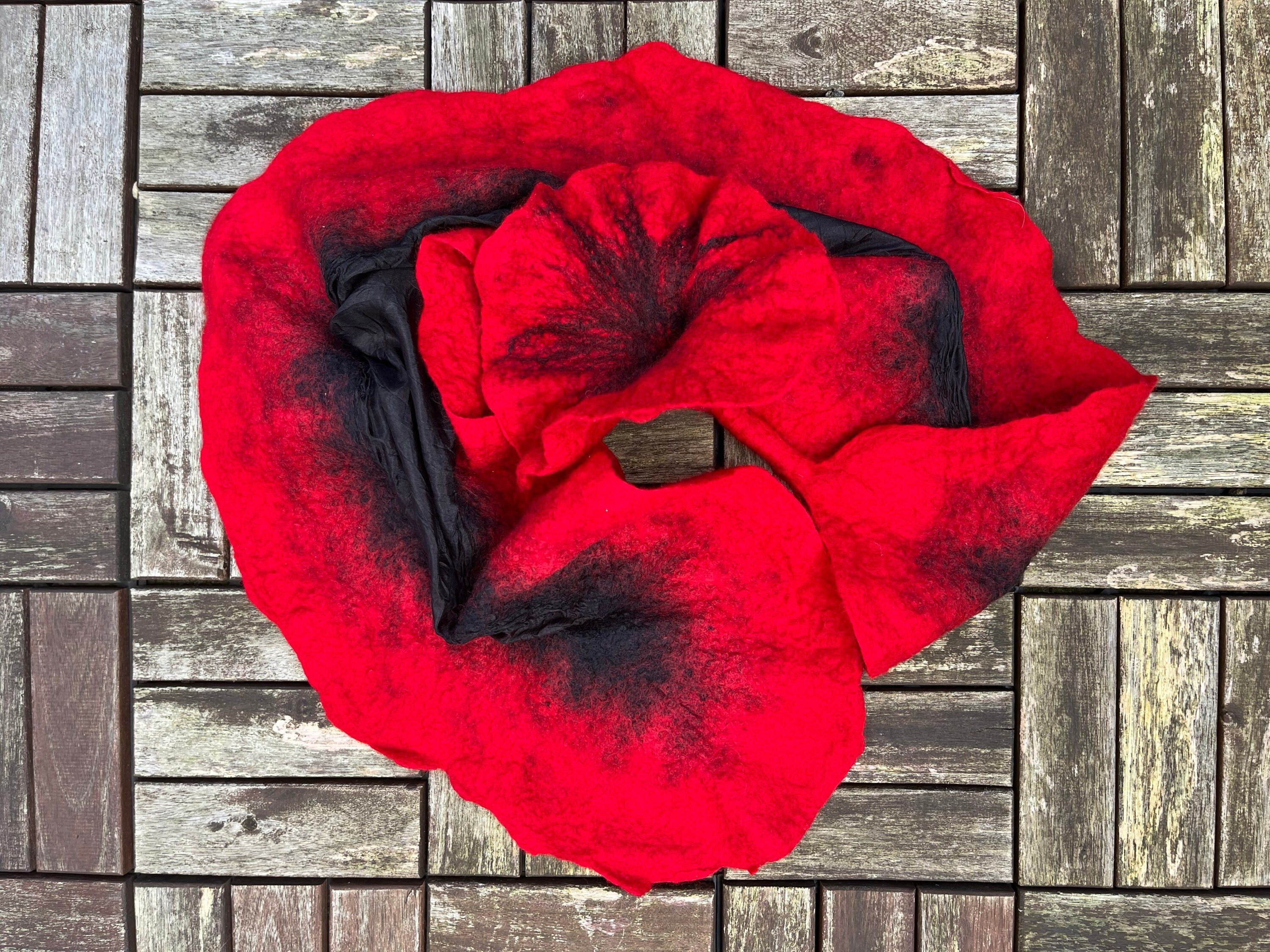 Felt Wool and Silk Flower Scarf - POPPY - Etsy