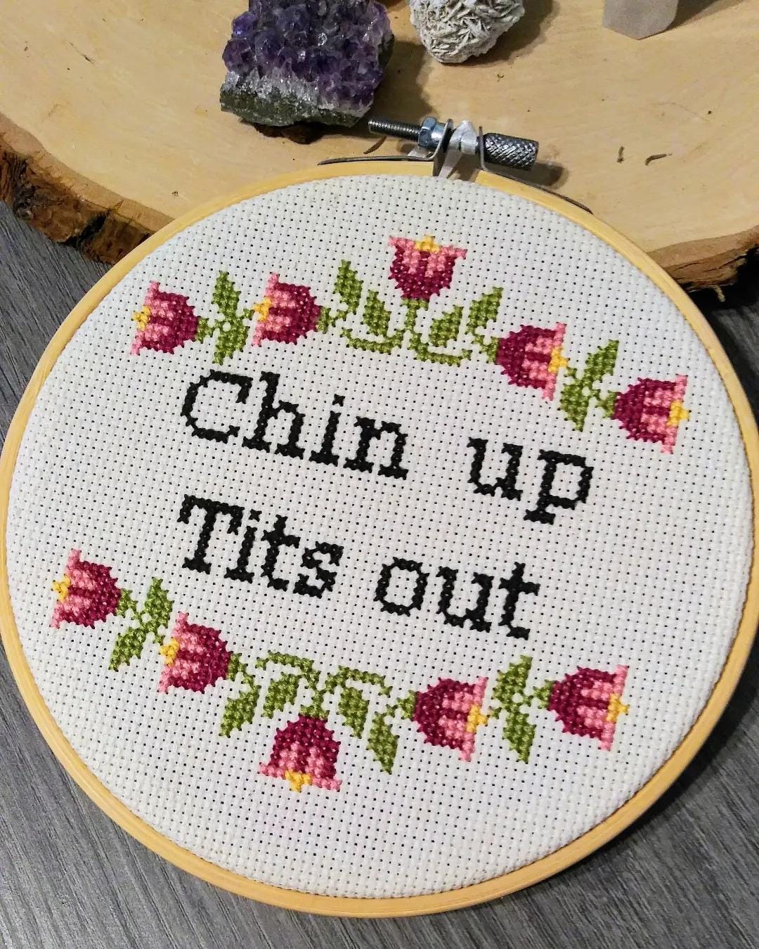 Chin Up, Tits Out / Cross Stitch Art - Etsy