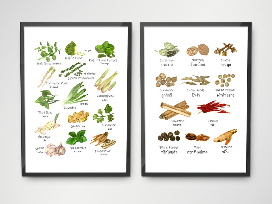 PRINT Thai Herbs and Spices A4 Choice of 2 Prints - Etsy