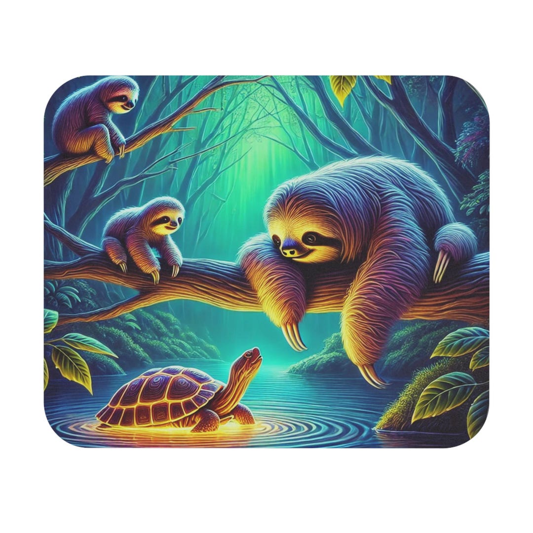 Colorful Sloth & Turtle Mouse Pad, Cute Desk Accessory, Animal Lovers ...