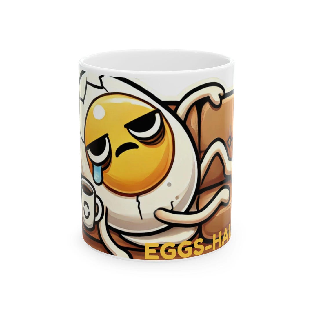 Eggs-hausted Funny Ceramic Mug With Egg Design, Coffee Lovers Gift ...