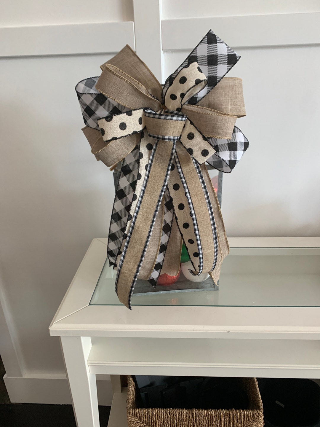 Natural Bow Farmhouse Bow Wreath Bow Large Bow Cream and - Etsy