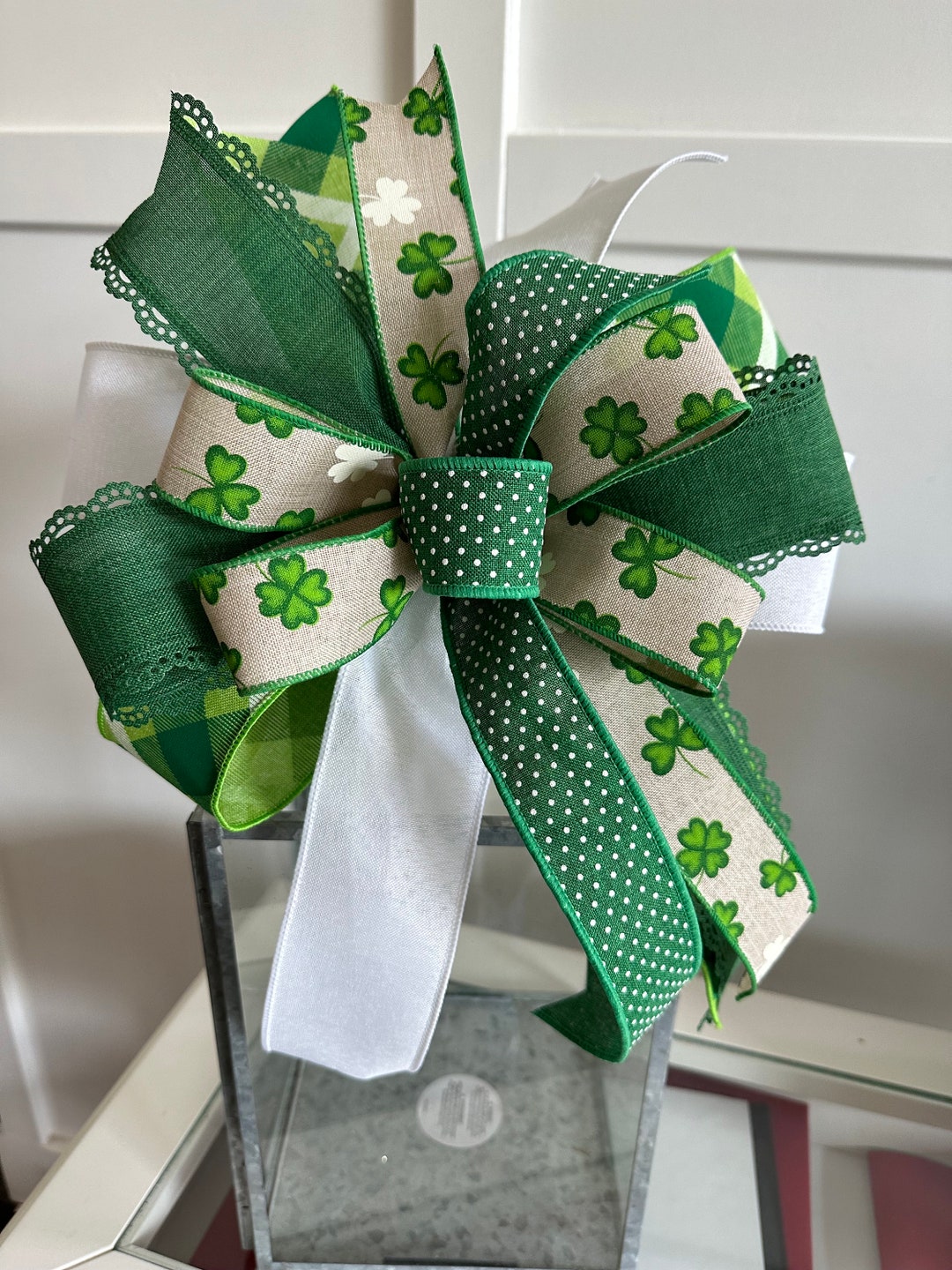 St. Patricks Day Wreath Bow, Wreath Bow, Front Door Bow, Mantel Bow ...