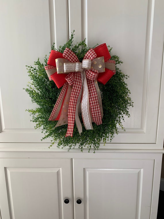 Rustic Red Bow Farmhouse Bow Wreath Bow Large Bow. Red and | Etsy