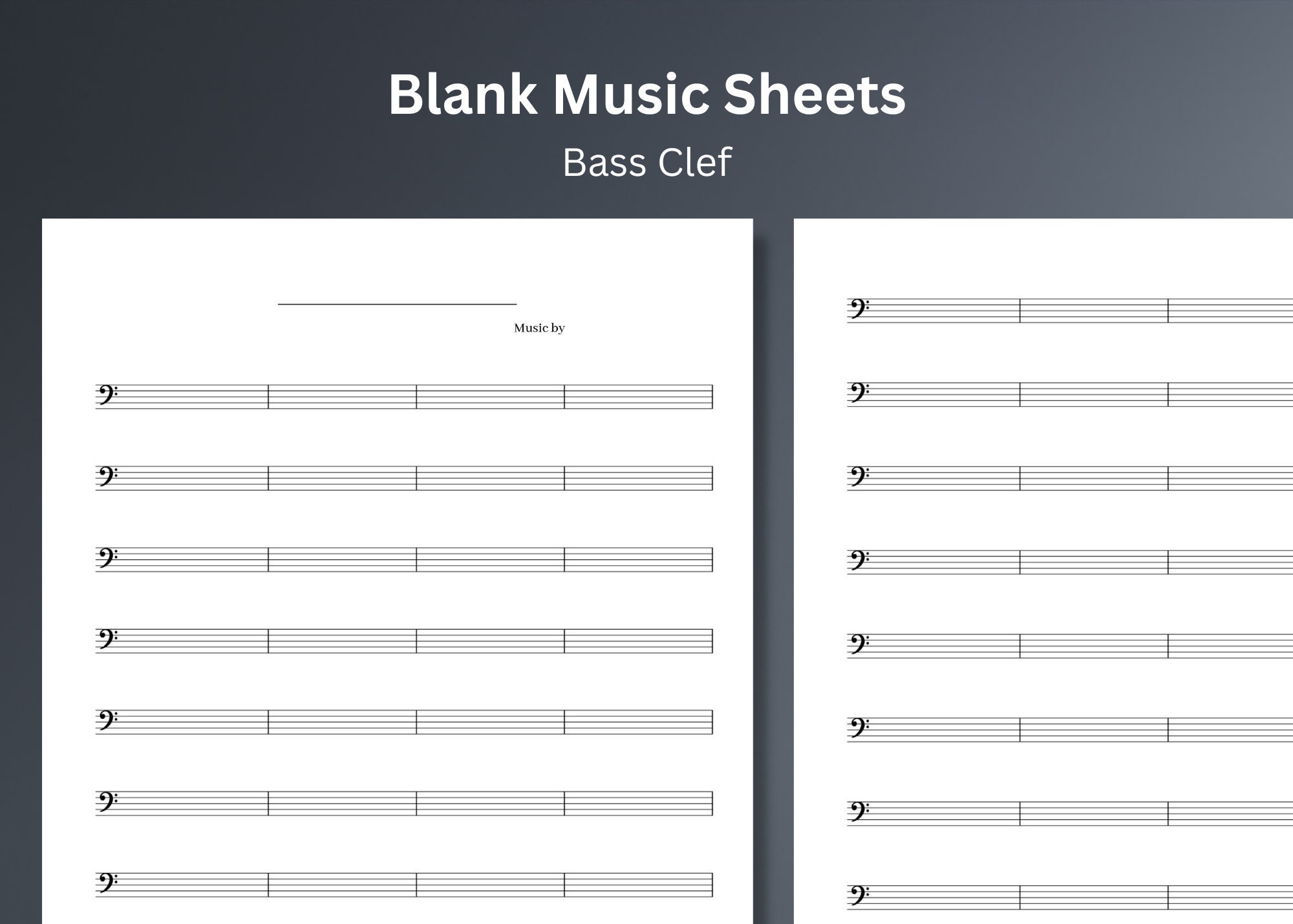 Bass Clef Printable Blank Sheet Music letter & A4 Instant - Etsy