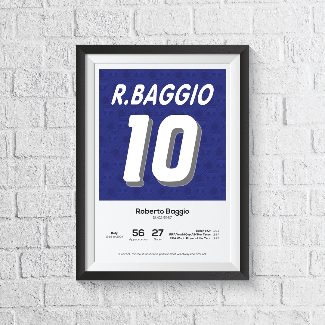 Roberto Baggio Italy Legend Stats Football Print - Etsy
