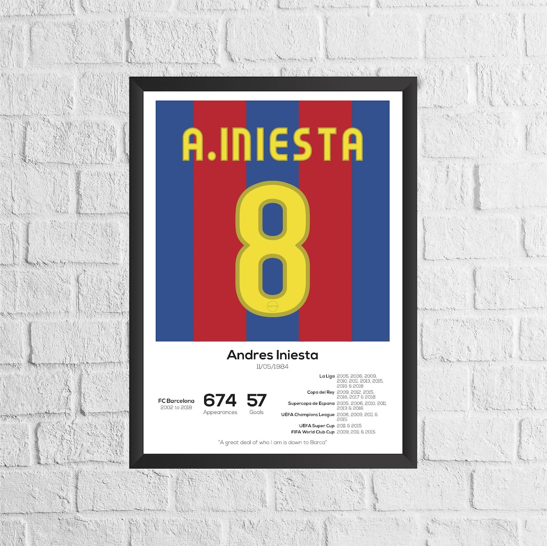 Andres Iniesta Barcelona Legend Stats Football Print - Etsy
