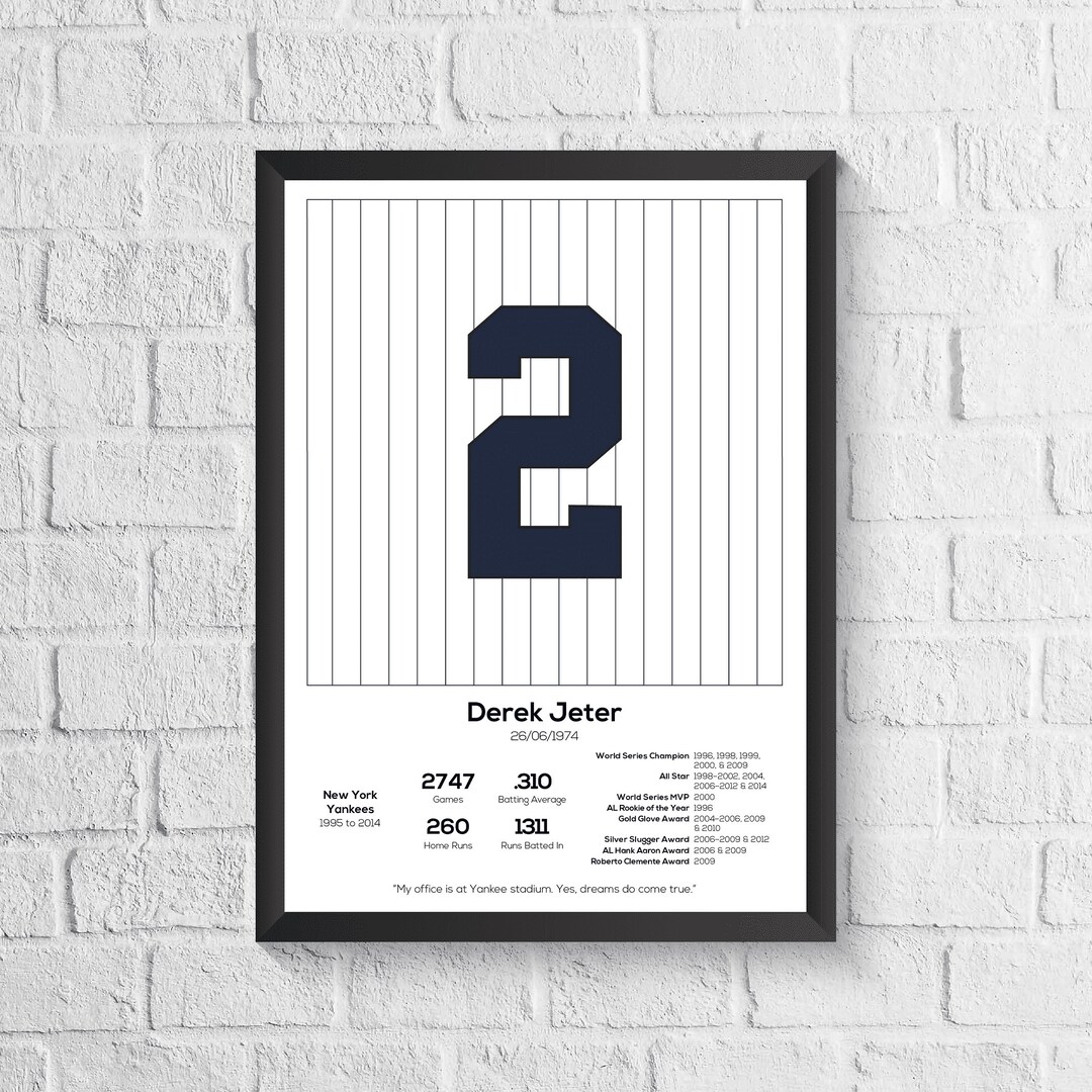 Derek Jeter New York Yankees Legend Stats Print | MLB Poster | Baseball ...