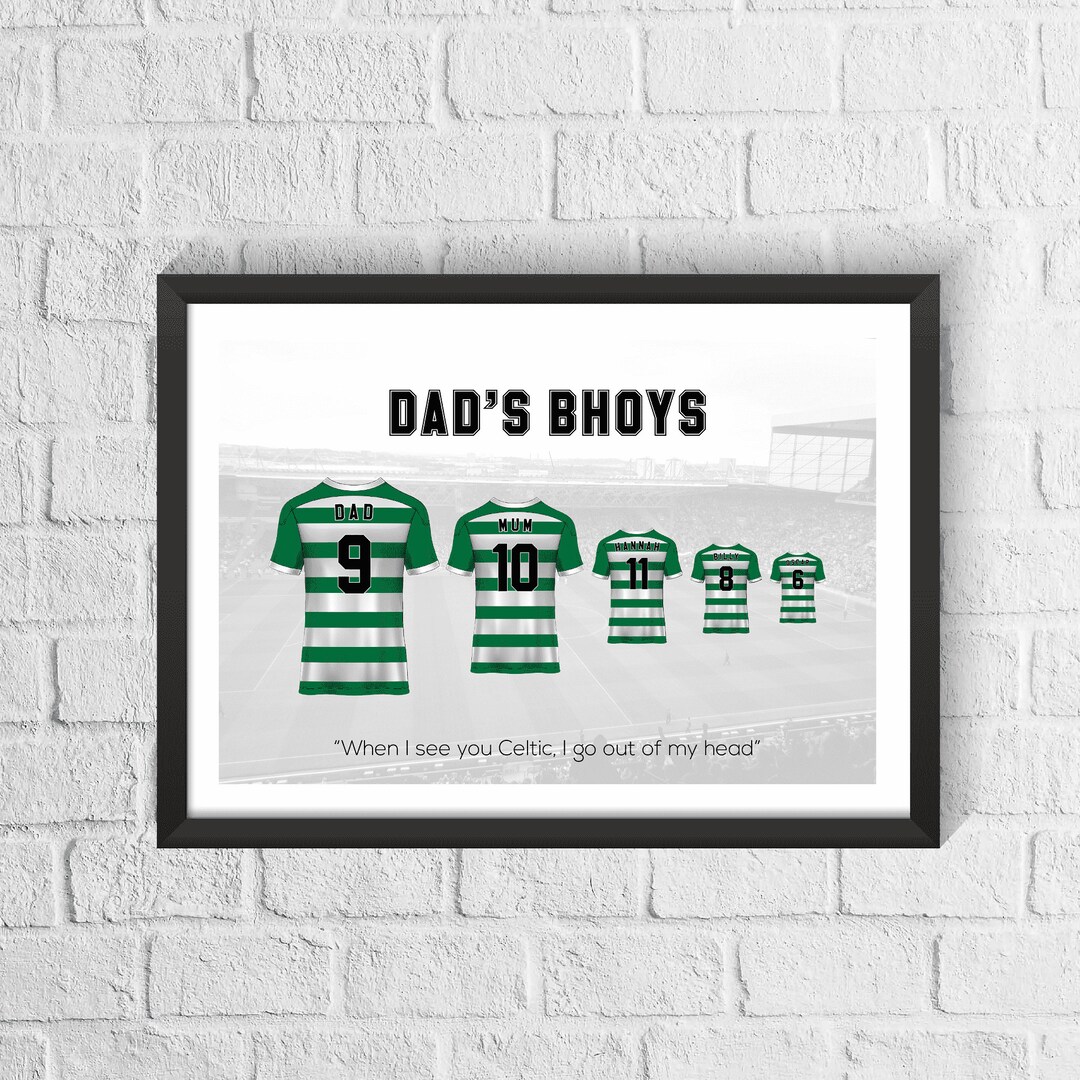 Personalised Glasgow Celtic Family Football Shirt Print | Fathers Day ...