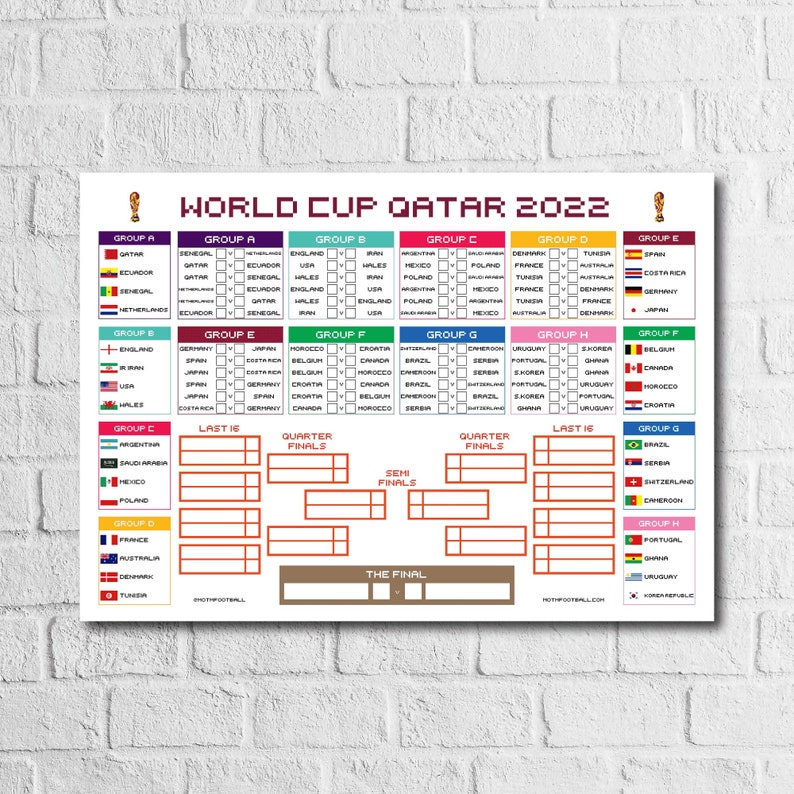 Retro World Cup Qatar 2022 Football Wall Chart FIFA World - Etsy UK