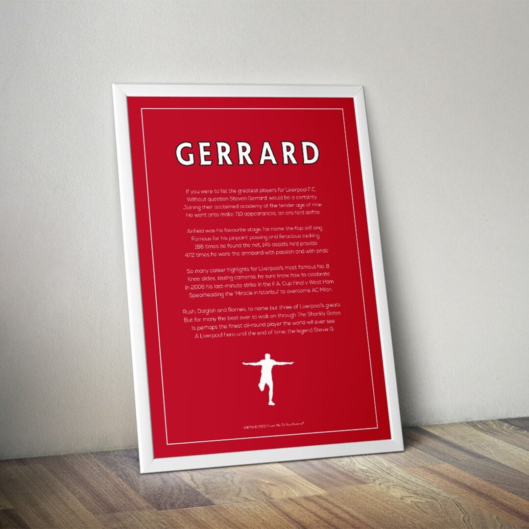 Steven Gerrard Poem Liverpool Legend Football Poetry Print - Etsy