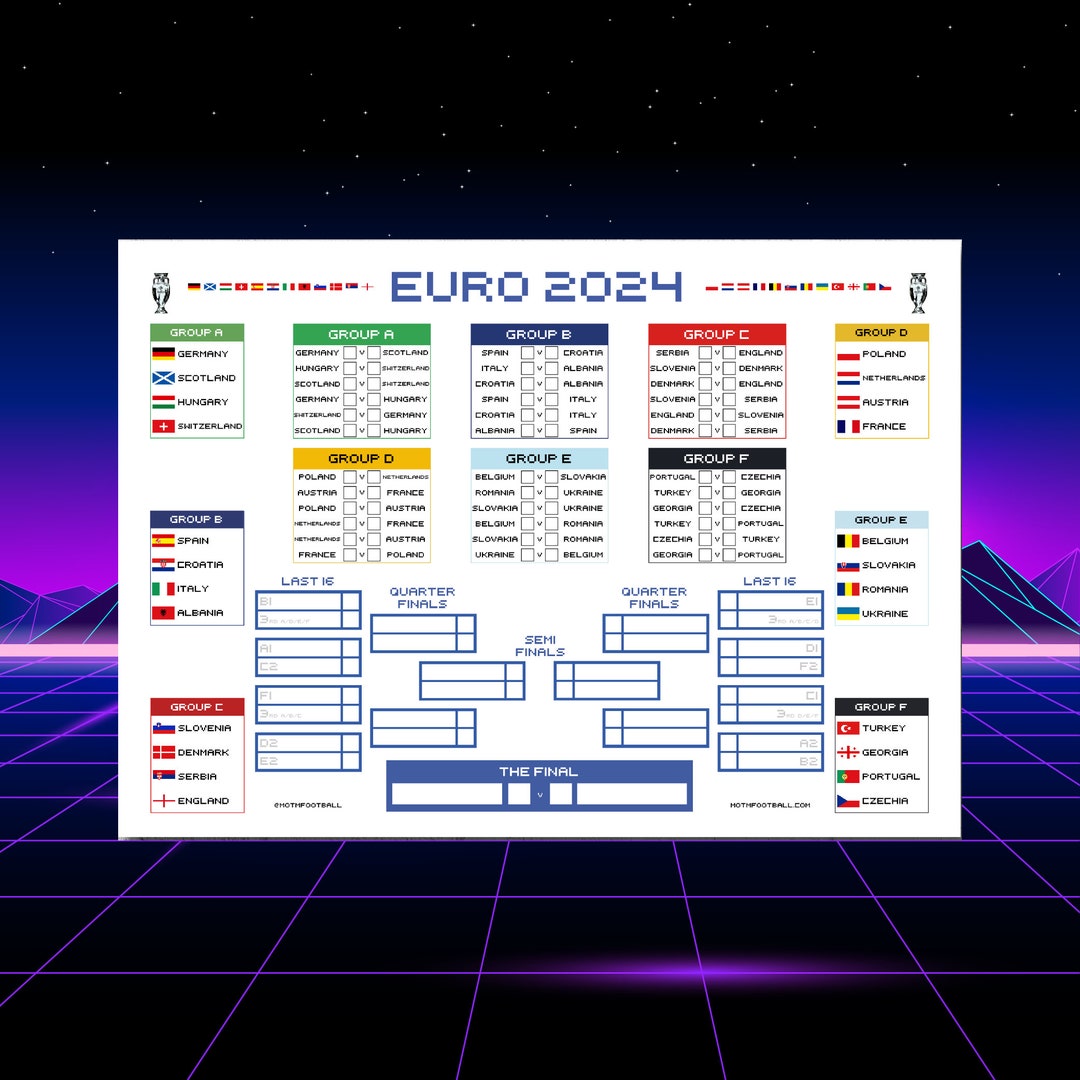 Euro 2024 Football Wall Chart | Euros Tournament Wall Planner | Retro ...