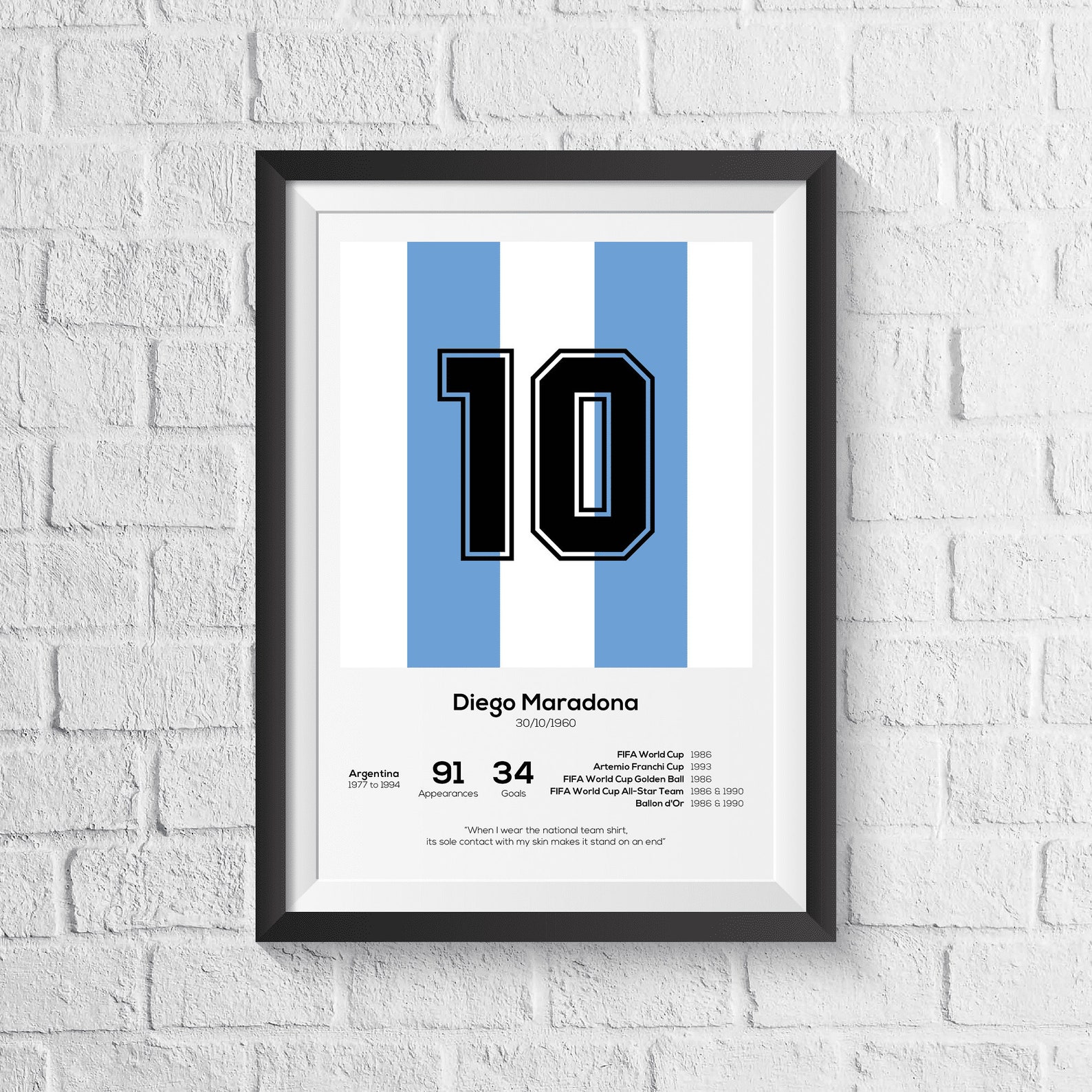 Diego Maradona Argentina Legend Stats Football Print - Etsy