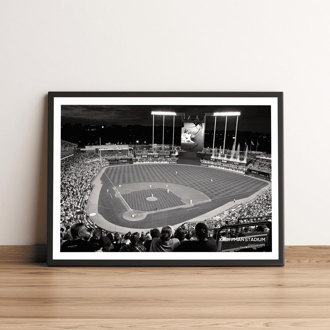 Kauffman Stadium Kansas City Royals Baseball Stadium Print, Black White ...