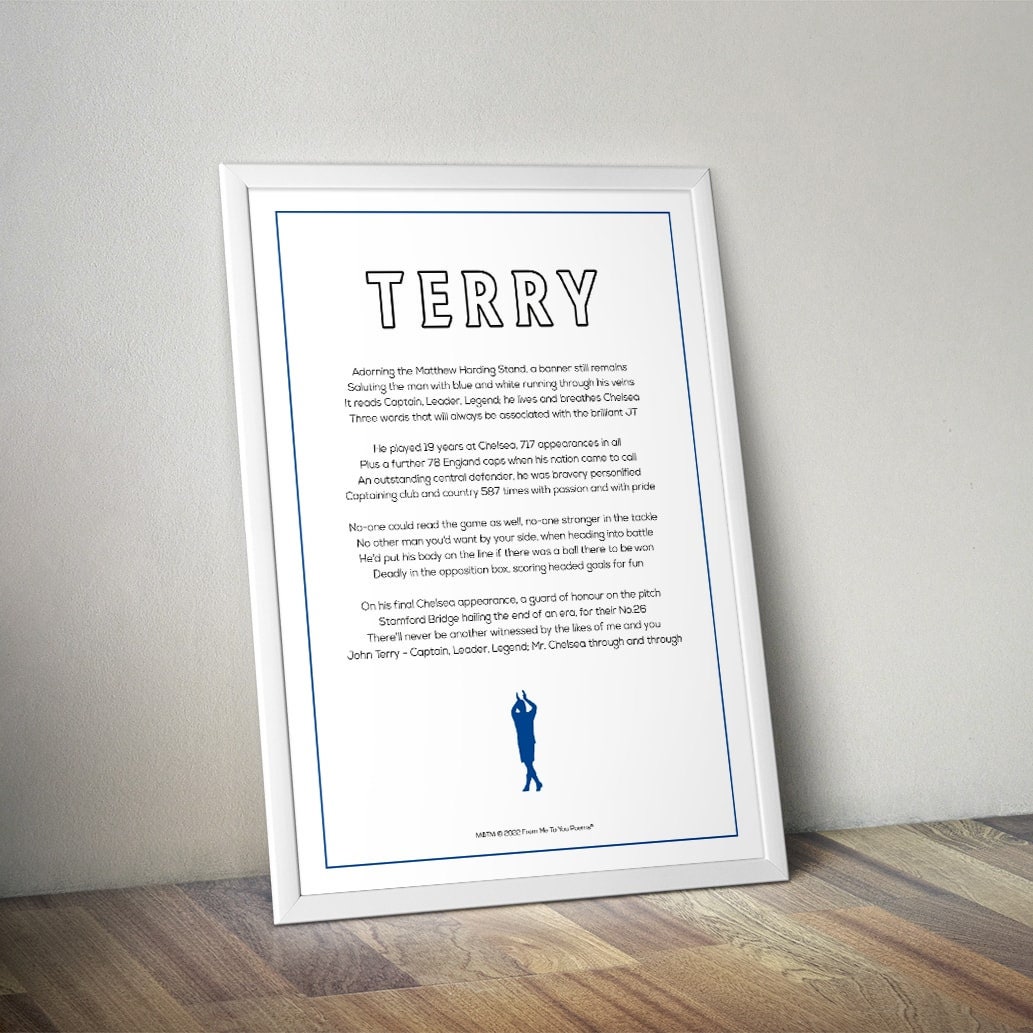 John Terry Poem Chelsea Legend Football Poetry Print - Etsy