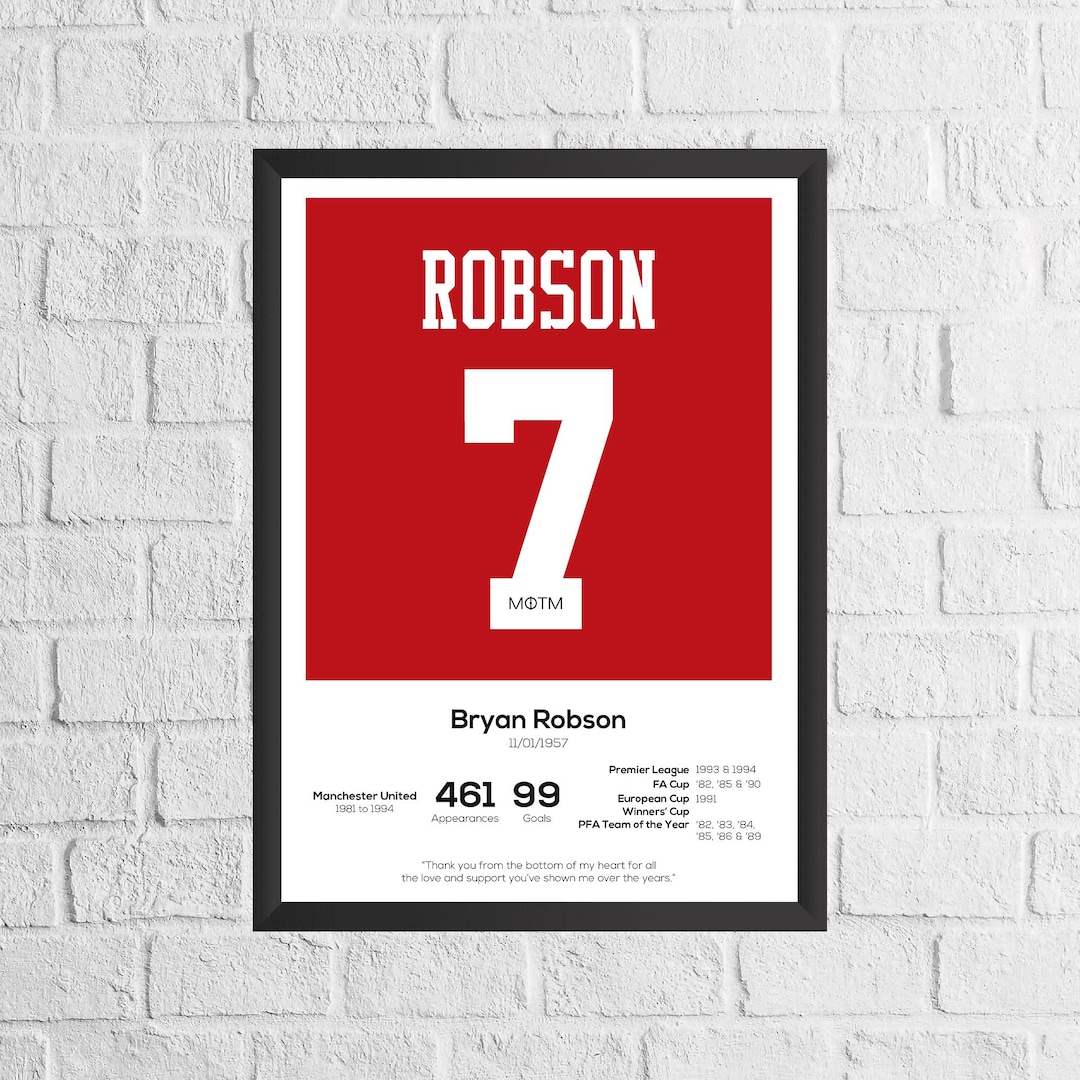 Bryan Robson Legend Stats Football Print - Etsy