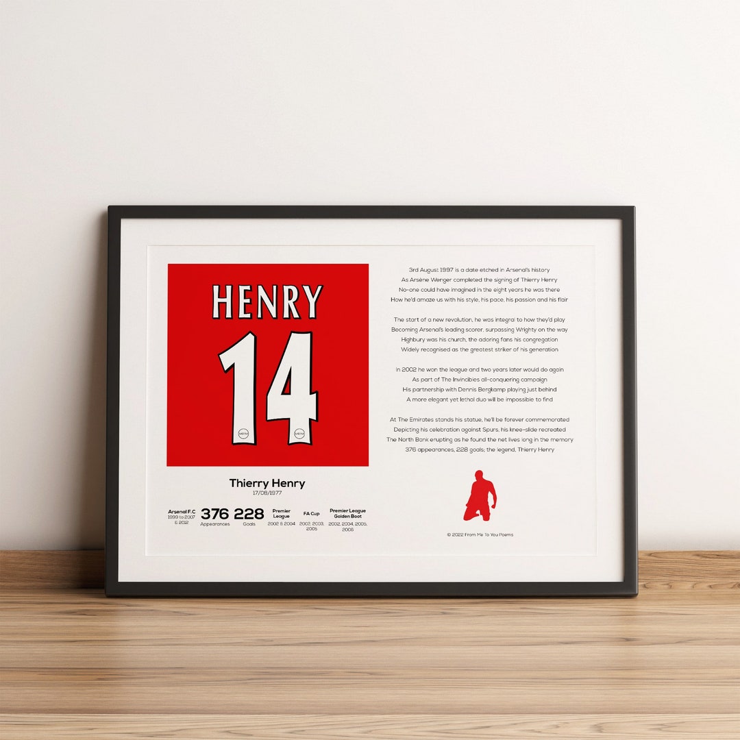 Thierry Henry Stats & Poem Arsenal Legend Football Poetry Landscape ...