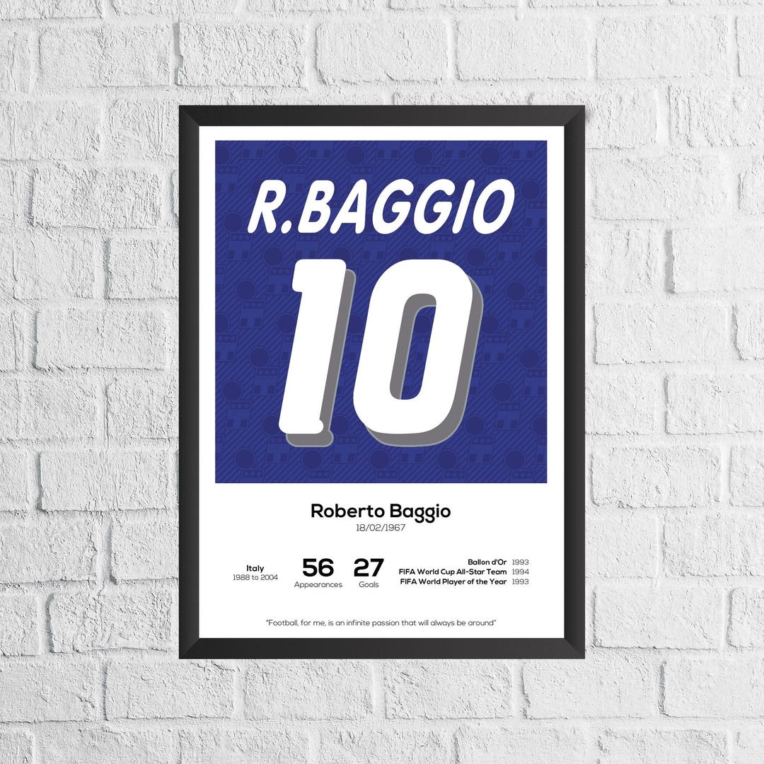 Roberto Baggio Italy Legend Stats Football Print - Etsy