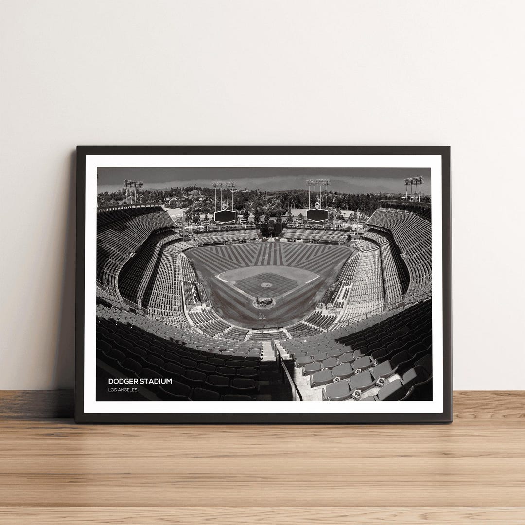 Dodger Stadium Los Angeles Dodgers Baseball Stadium Print, Black White ...