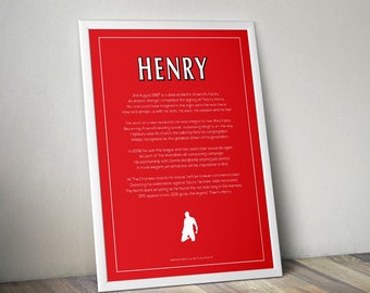 Thierry Henry Stats & Poem Arsenal Legend Football Poetry | Etsy