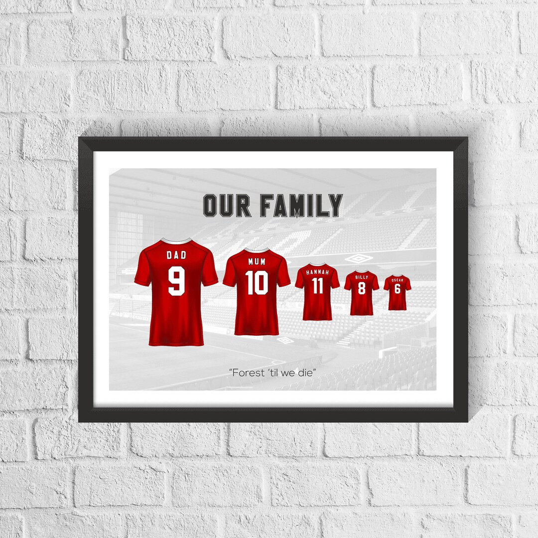 Personalised Nottingham Forest Family Football Shirt Print | Father's ...