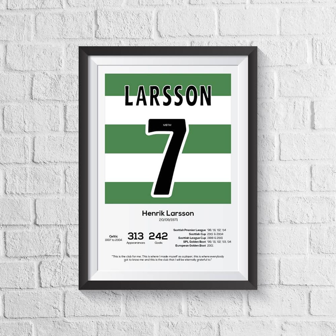 Henrik Larsson Celtic Legend Stats Football Print - Etsy Ireland