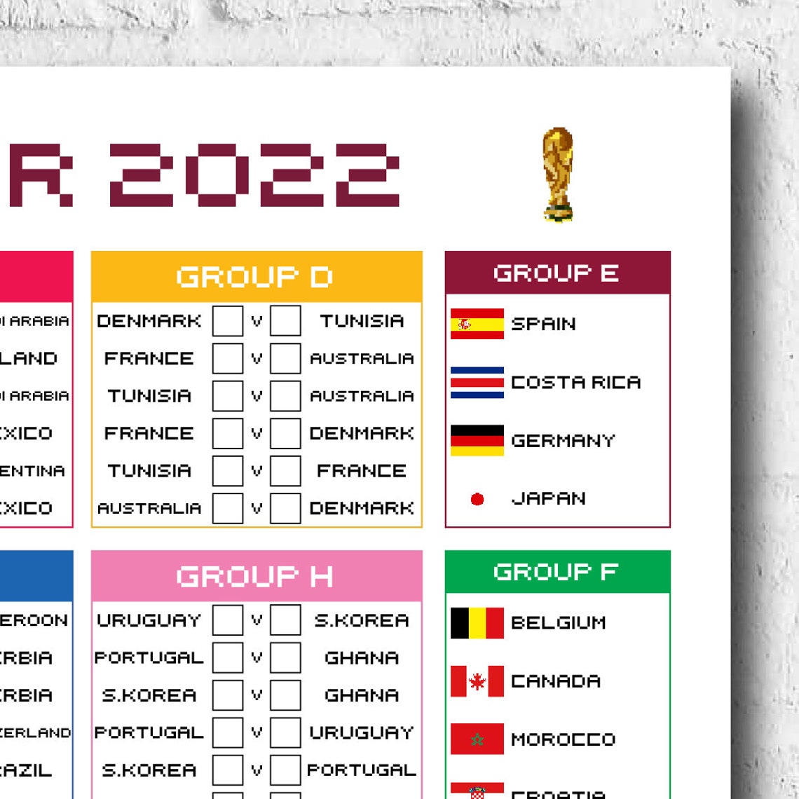 Retro World Cup Qatar 2022 Football Wall Chart FIFA World - Etsy UK