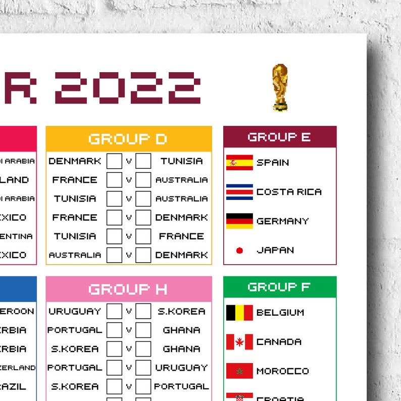 Retro World Cup Qatar 2022 Football Wall Chart FIFA World - Etsy UK