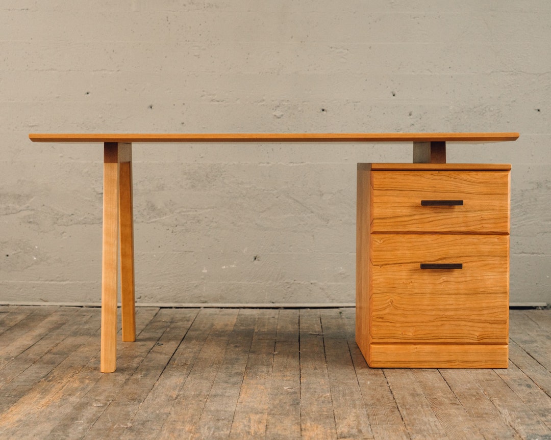 Mid Century Modern Style Desk With Drawers in Cherry - Etsy