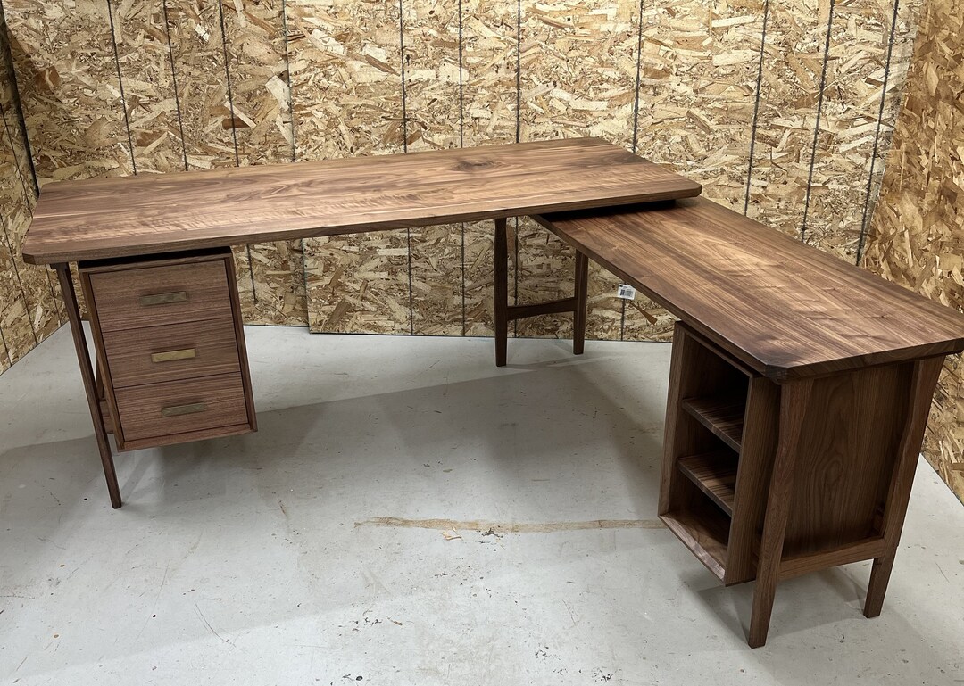 Walnut L Shaped Large Corner Desk - Etsy