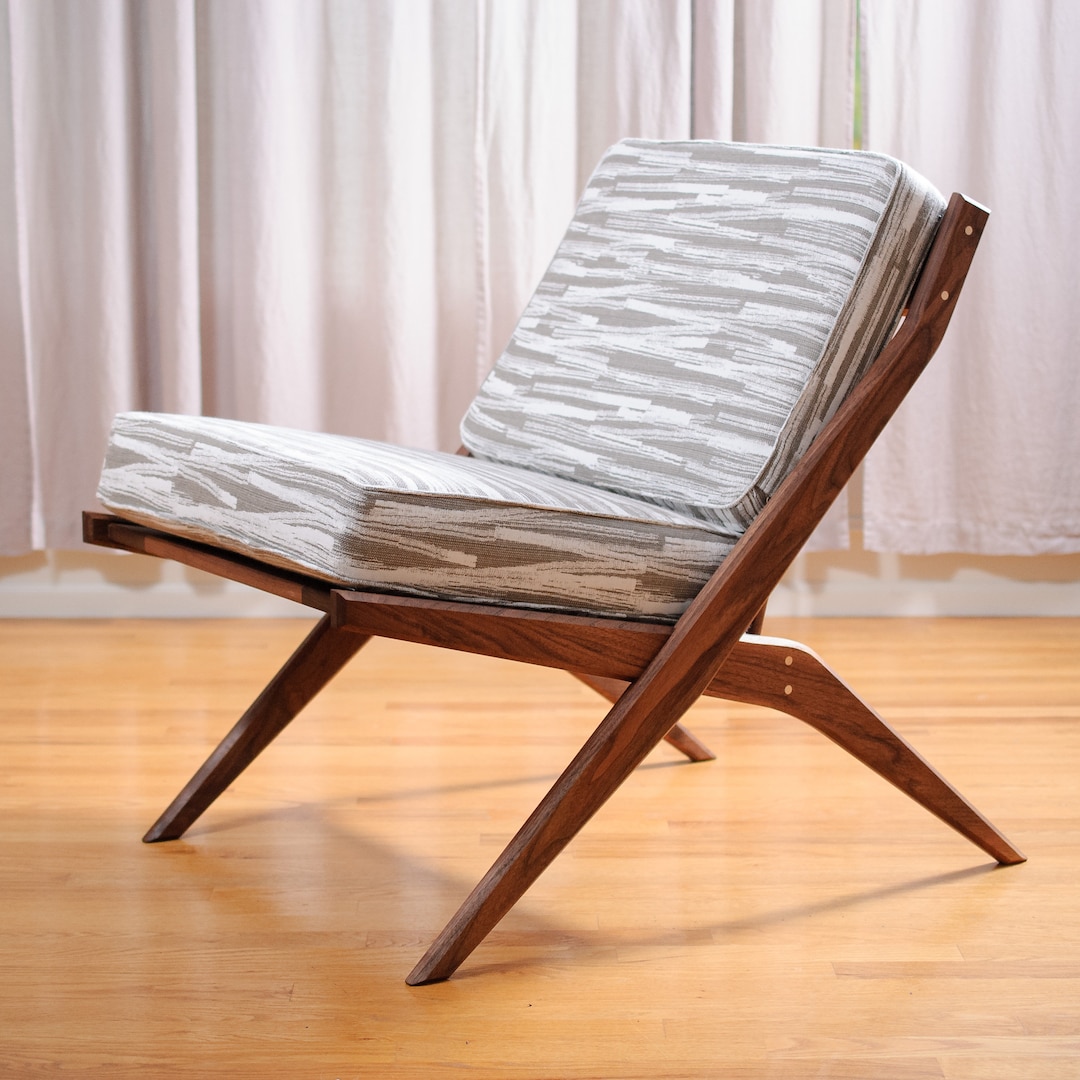 Artisan Lounge Chair in Mid Century Style Armless Wood Lounge Patio ...