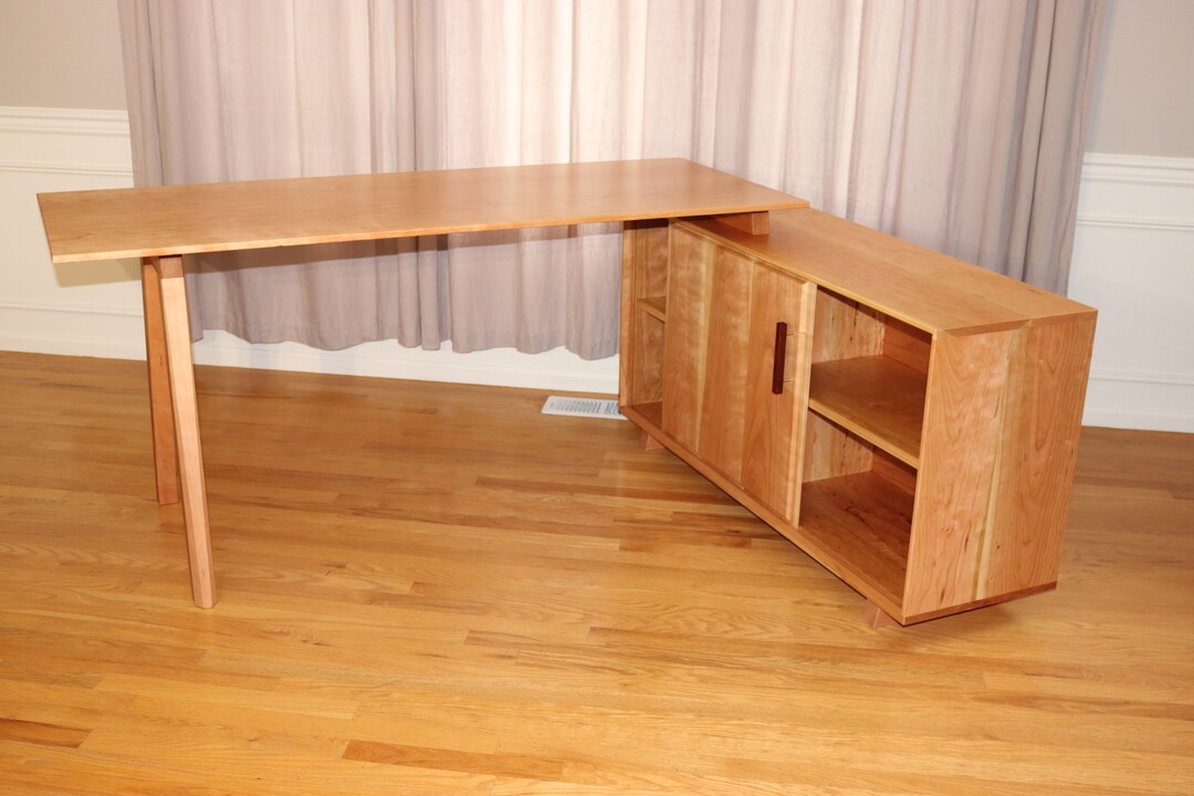 Mid Century Desk, Wooden Desk With Drawers, Modern Desk, Solid Wood Desk, Chery Wood Desk ...