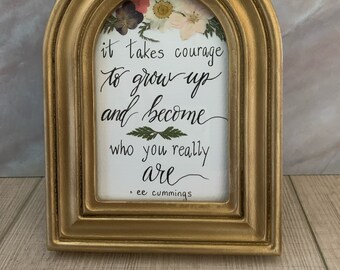 Silver Floating Frame With Glass. Handwritten Quote on Specialty Paper ...