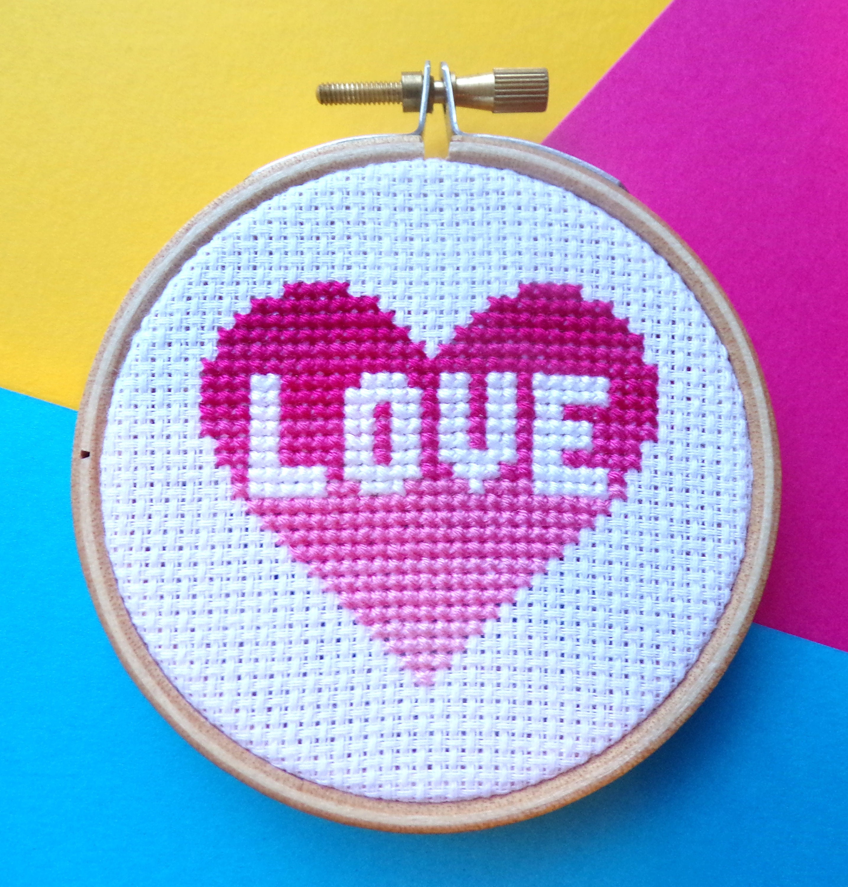 Love Heart Cross Stitch Pattern, Love Crafts, Anniversary Craft ...