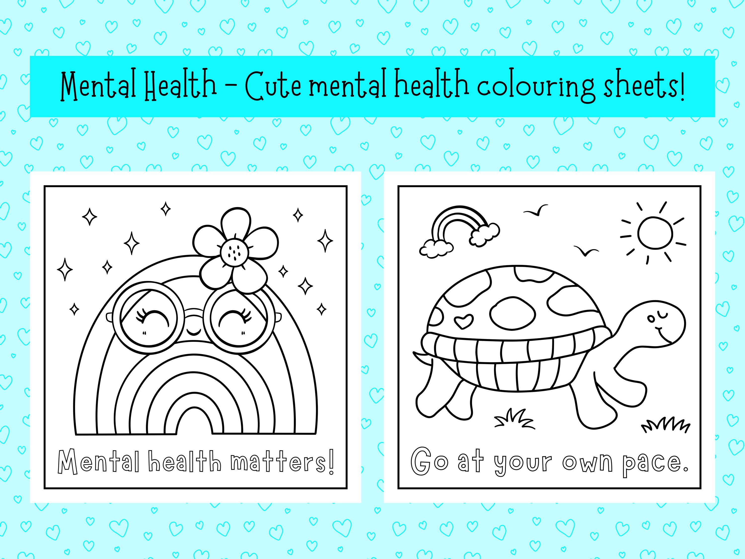 Mental Health Colouring Sheets - Cute Adult Coloring Pages - Self Help ...