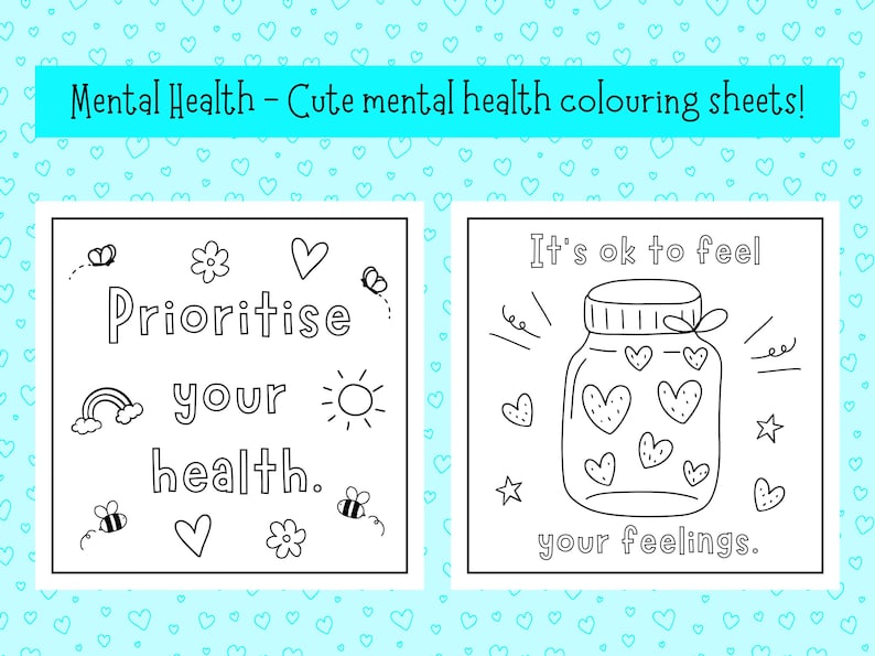 Mental Health Colouring Sheets - Cute Adult Coloring Pages - Self Help ...