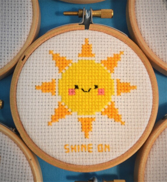 Kawaii Sun Mini Cross Stitch Design cute beginners instant | Etsy