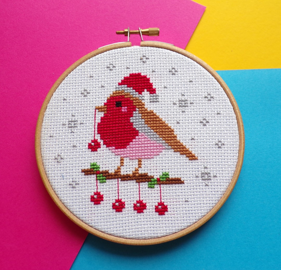 Robin Cross Stitch Pattern, Christmas Cross Stitch Design, Beginner ...