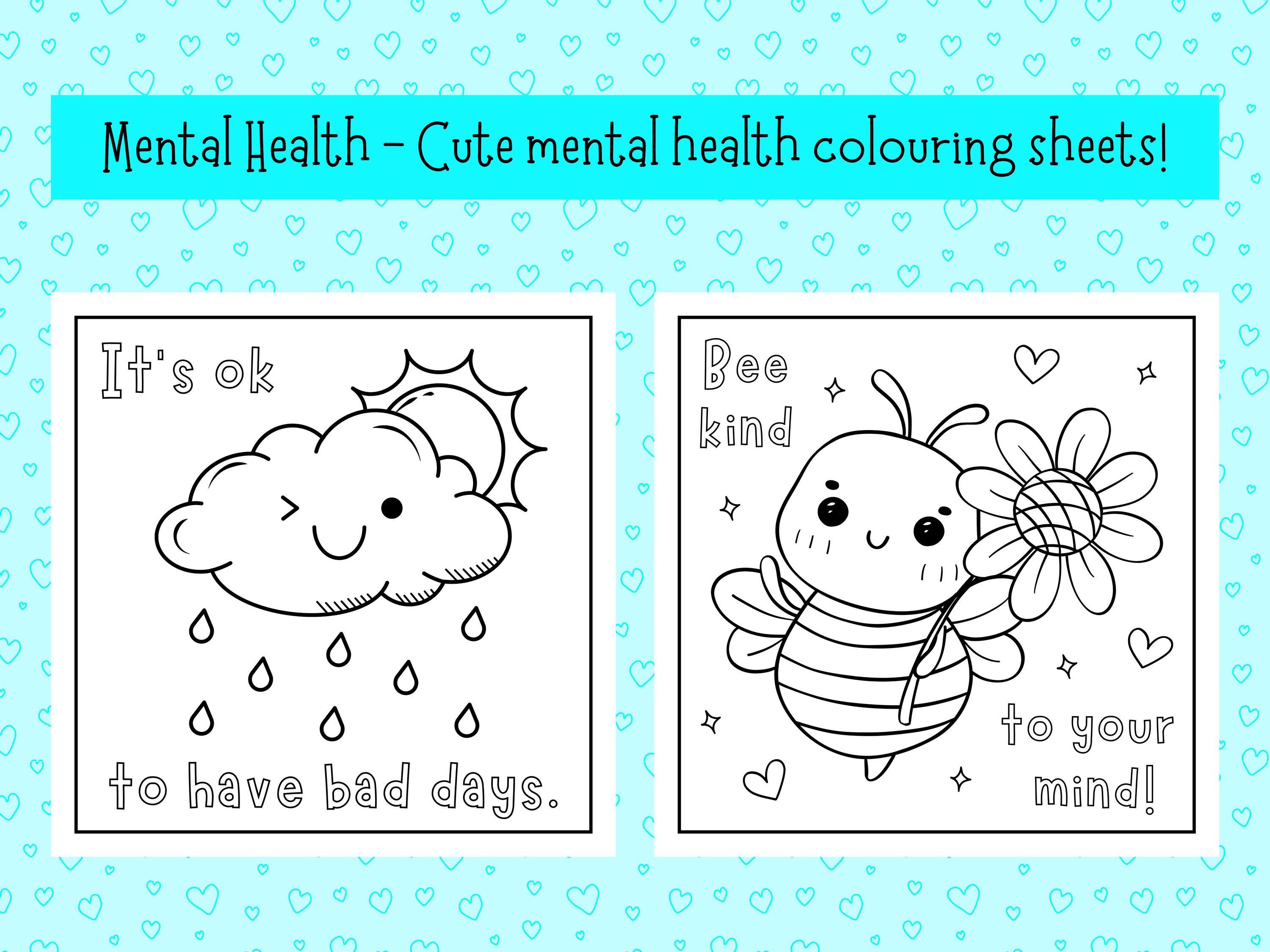 Mental Health Colouring Sheets - Cute Adult Coloring Pages - Self Help ...