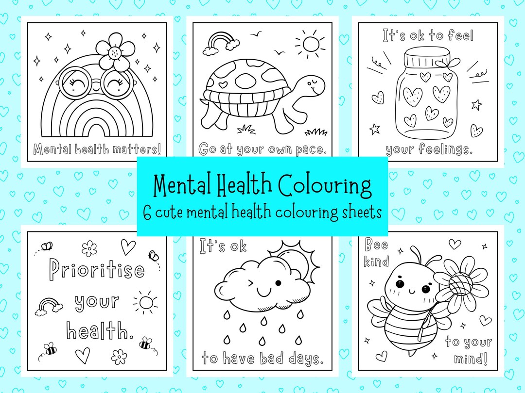 Mental Health Colouring Sheets - Cute Adult Coloring Pages - Self Help ...