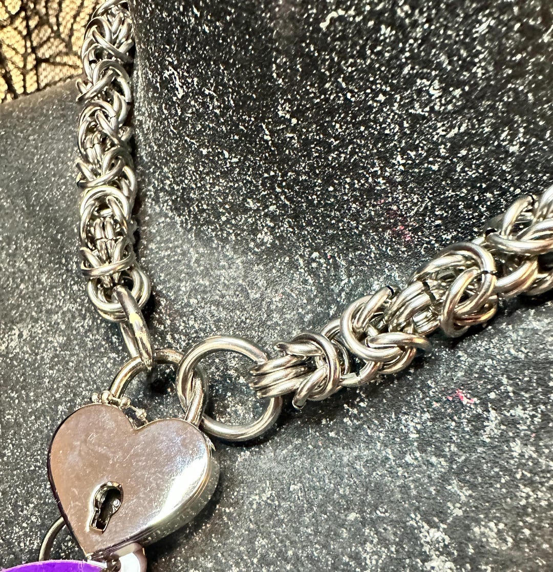 Heavy Stainless Steel Chainmail Day Collar With Padlock - Etsy