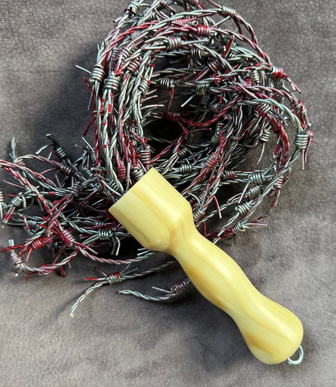 Blood Stained Steel Coloured Leather Barbed Wire Flogger - Etsy