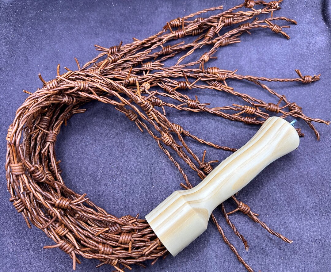 Rusty Brown Leather Barbed Wire Flogger - Etsy