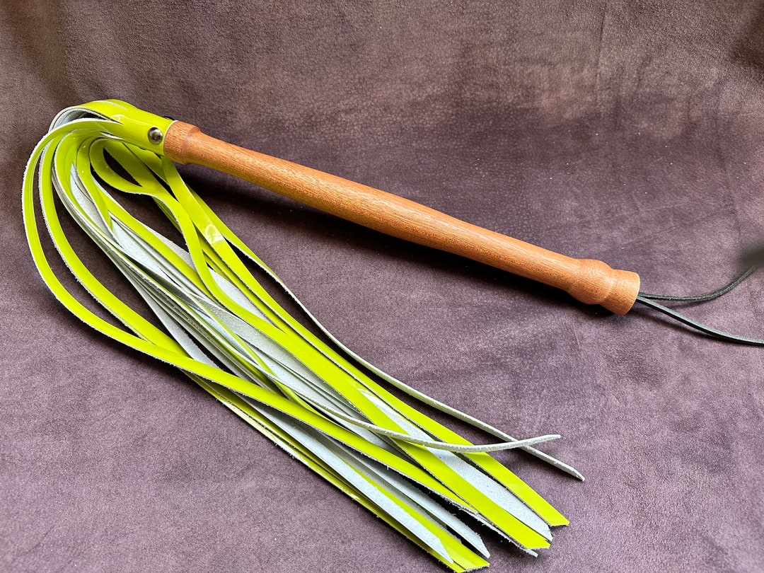 Patent Lime Green Leather Solo Play Flogger With Hand Turned Handle. - Etsy