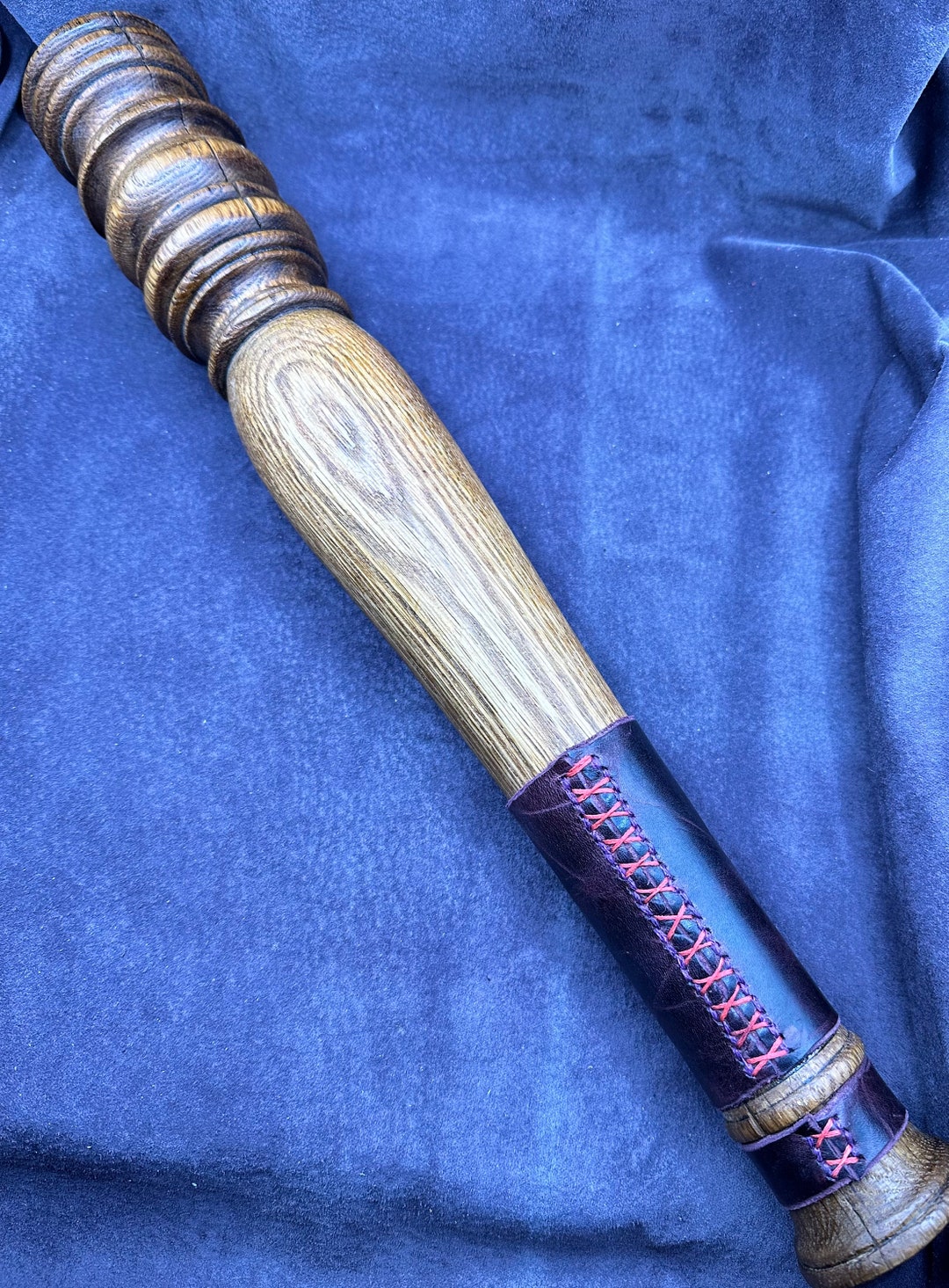 Reclaimed Hefty Spindle Spanking Baseball Type Bat With Leather Hand ...